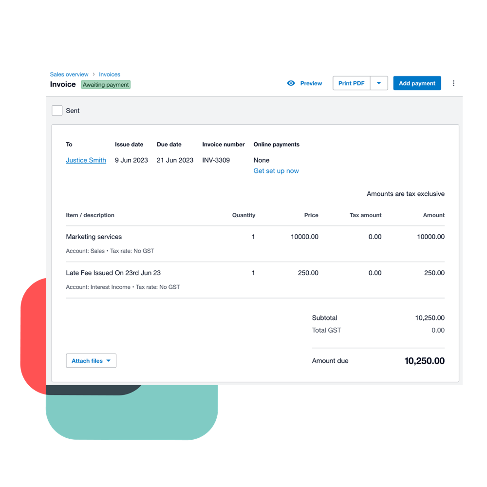 Add Late Fees to your QuickBooks or Xero invoices